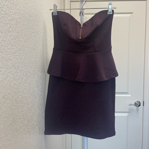 2B Bebe | Dresses | 2b Bebe Peplum Dress In Plum Color | Poshmark